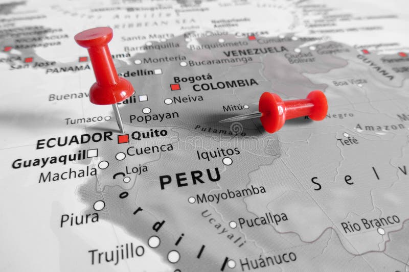 Map with Red Marker Over Ecuador Stock Image - Image of ecuador ...