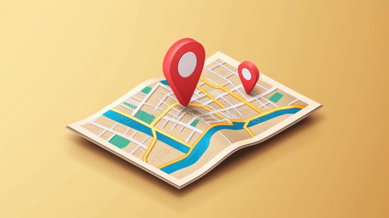 A Map with a Red Pin Indicating a Specific Location. Can Be Used for ...