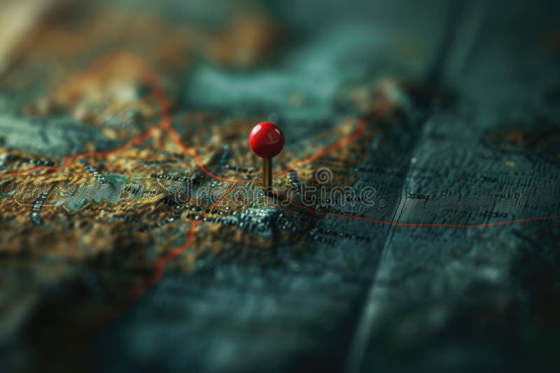 A Map with a Red Pin Indicating a Specific Location. Ideal for Travel ...