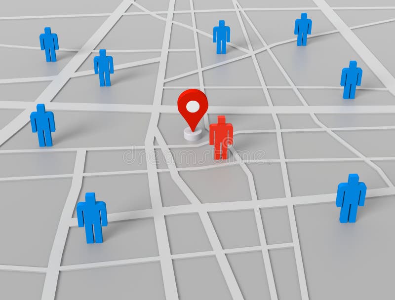 Map with red pin stock illustration. Illustration of place - 220246863