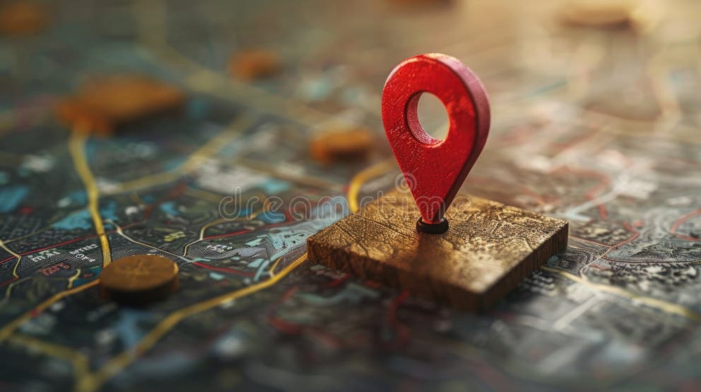 A Map with a Red Pin Marking a Location Stock Image - Image of pinpoint ...