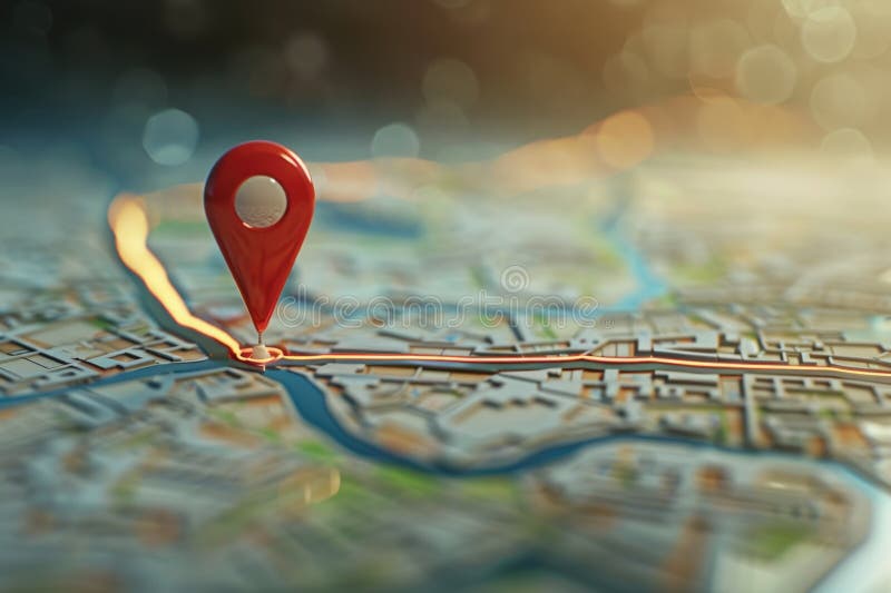 A Map with a Red Pin, Useful for Navigation Stock Image - Image of ...