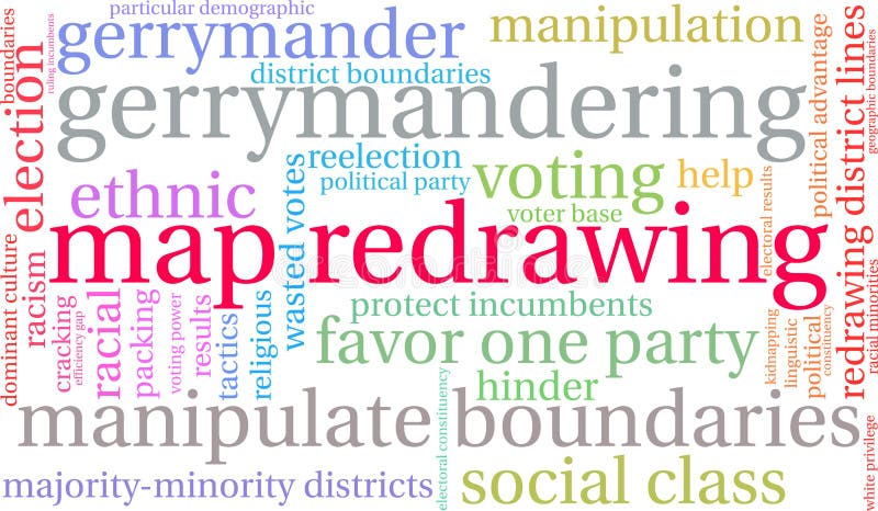 Map Redrawing Word Cloud stock vector. Illustration of base - 136504712
