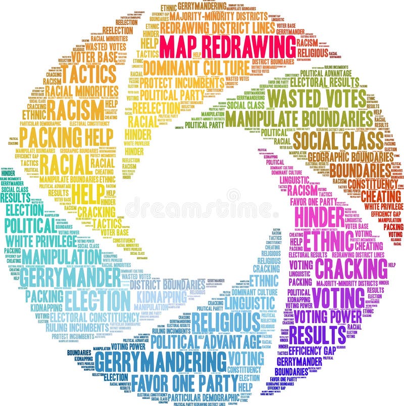 Map Redrawing Word Cloud stock vector. Illustration of base - 136504712