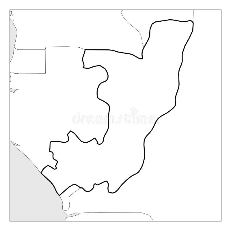 Republic Of The Congo, Former Zaire - Solid Black Outline Border Map Of ...