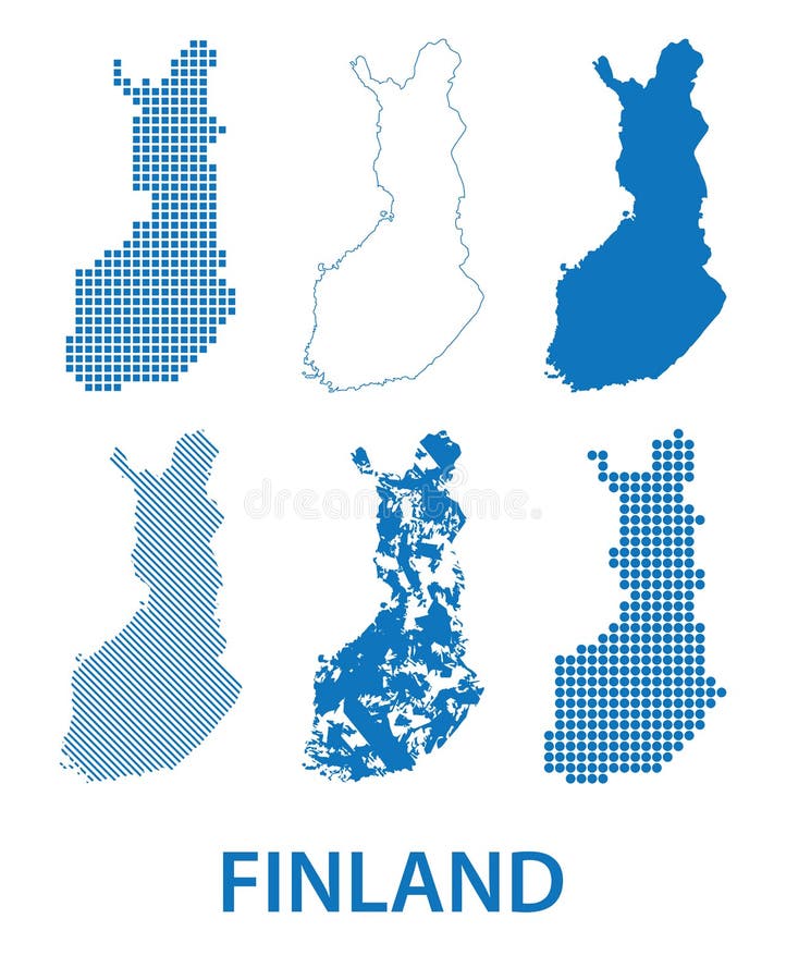 Map of Republic of Finland - Vector Set of Silhouettes in Different ...