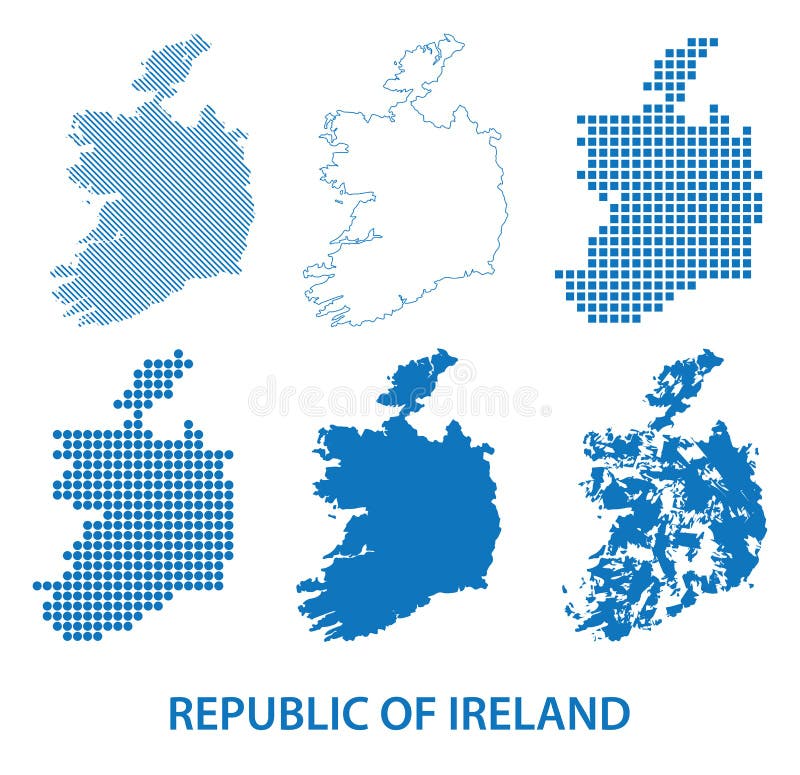 Map of Republic of Ireland - Vector Set of Silhouettes in Different ...