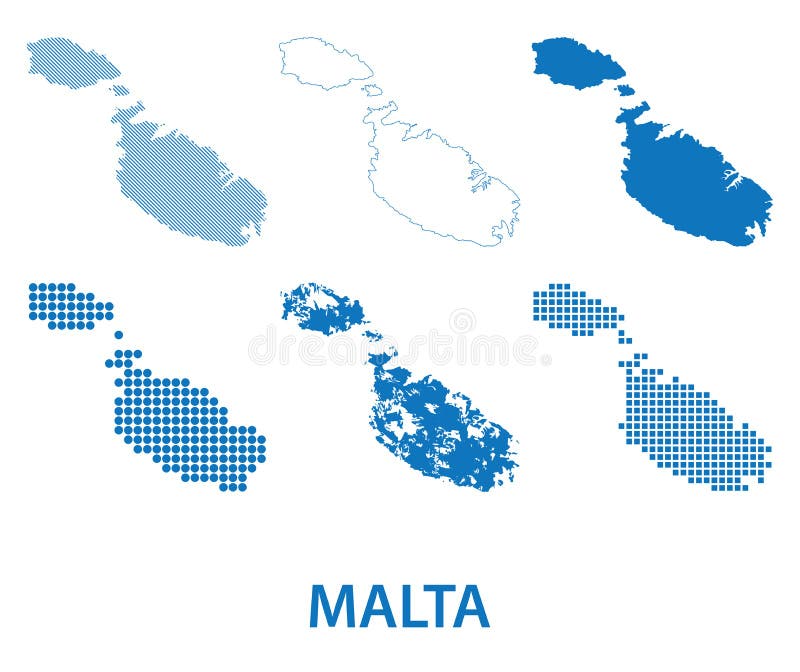 Map of Republic of Malta - Vector Set of Silhouettes in Different ...