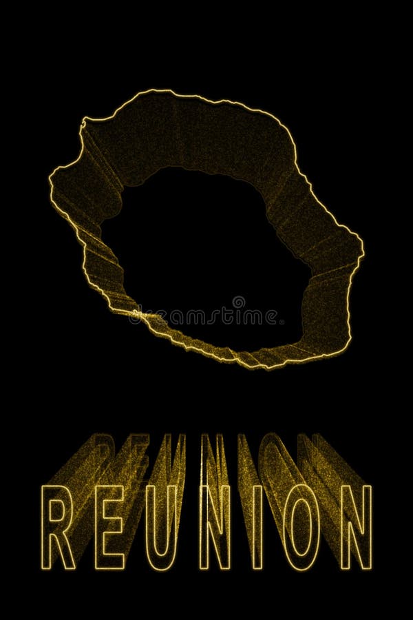 Map of Reunion, Gold Map on Black Background Stock Illustration ...