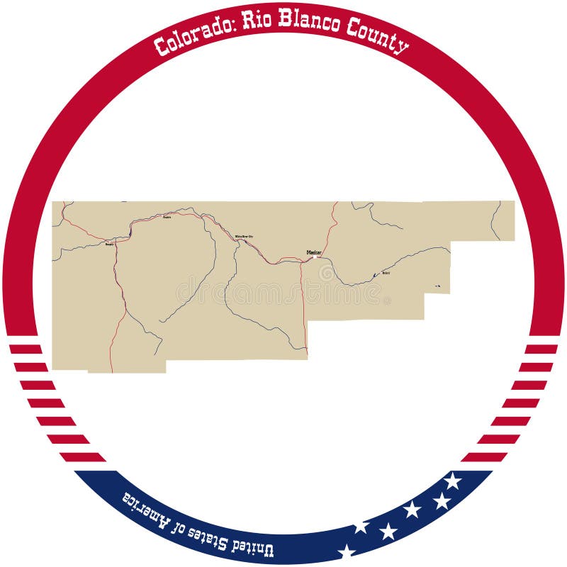 Map of Rio Blanco County in Colorado, USA. Stock Illustration ...
