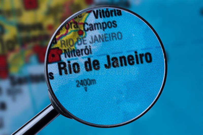 Map of Rio De Janeiro through Magnifying Glass. Editorial Stock Photo ...
