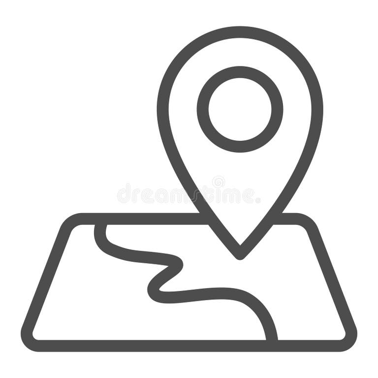 Map with Road and Location Pin Line Icon, Learners Permit Concept ...