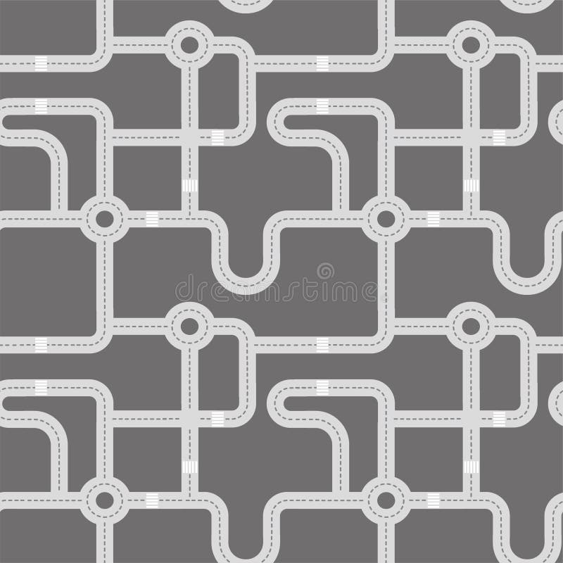 Map Road Seamless Pattern. Vector Illustration of Blank Road Map with ...