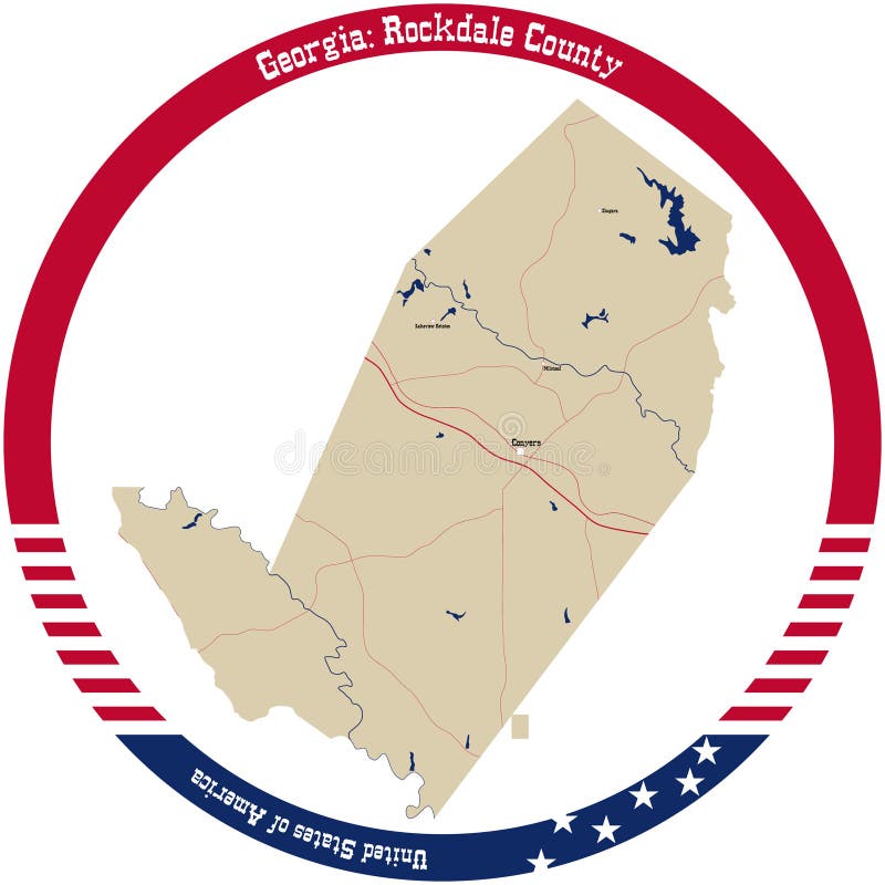 Map of Rockdale County in Georgia, USA Stock Vector - Illustration of ...