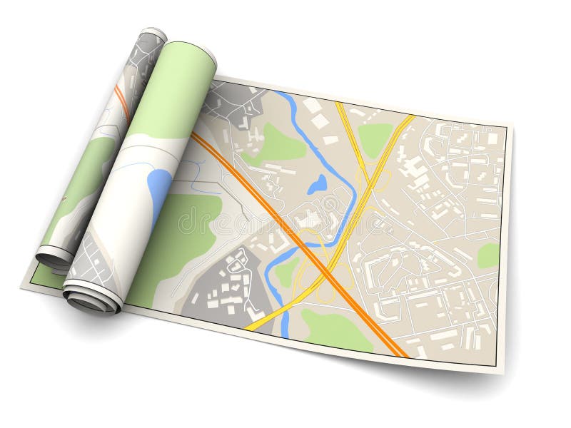 Map roll stock illustration. Illustration of street, journey - 76495285