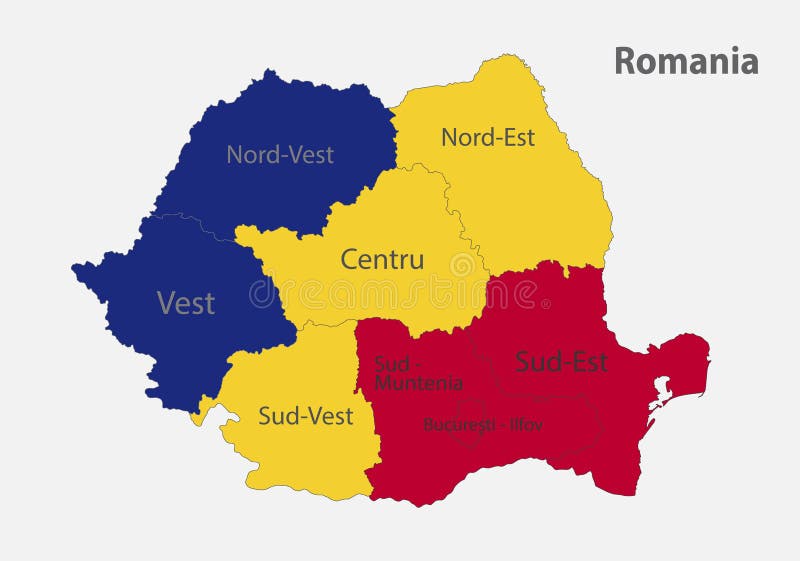 Romania Map and Flag, Administrative Division, Separates Regions and ...