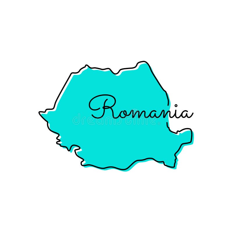 Romania Map Vector Illustration Using Simple Straight Lines on Blue ...
