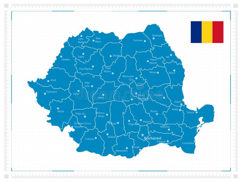 Map of Romania stock illustration. Illustration of country - 258298293