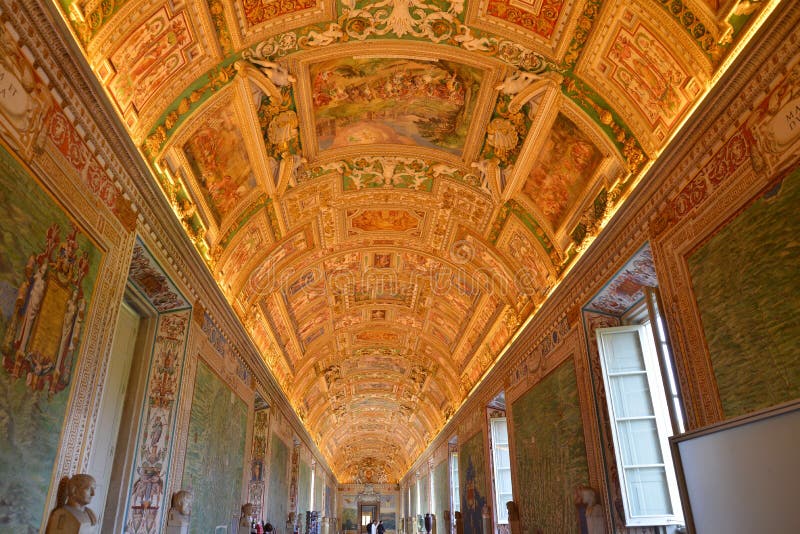 Map Room Ceiling, Vatican Italy Editorial Stock Photo - Image of room ...