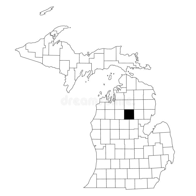 Map of Roscommon County in Michigan State on White Background. Single ...