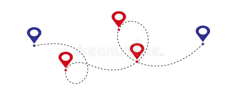 Route Location Icon Dotted Line Road with Start and End Points. Stock ...