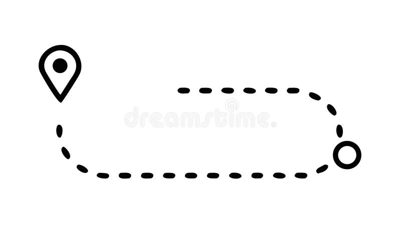 Map Route from a Starting Point Pin Navigation Icon, Vector Design ...