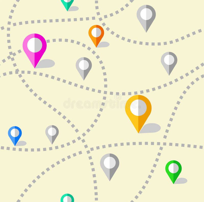 Map, Routes, Beacons, Seamless Pattern, Color, Vector Stock Vector ...