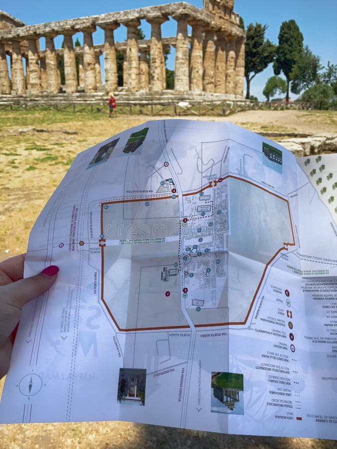 The Map of the Ruins Paestum Stock Photo - Image of building, italian ...