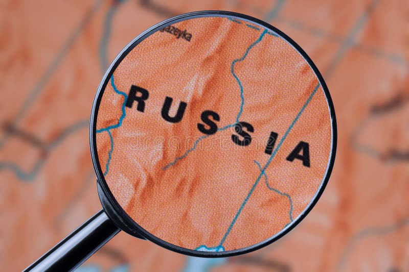 Map of RUSSIA through Magnifying Glass. Editorial Stock Image - Image ...