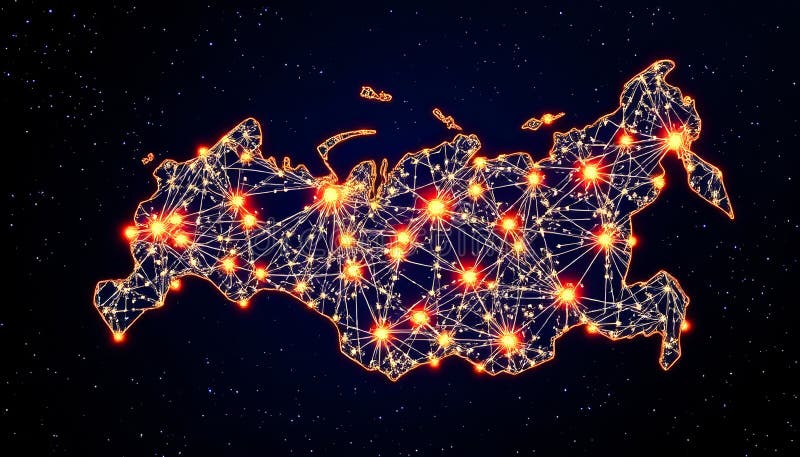 Map of Russia with Many Lights on it Stock Image - Image of transfer ...
