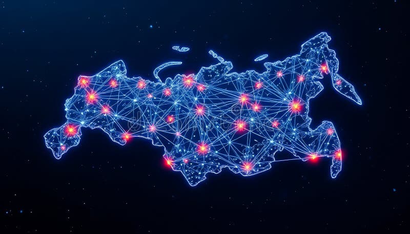 Map of Russia with Many Red Dots Stock Photo - Image of concept ...