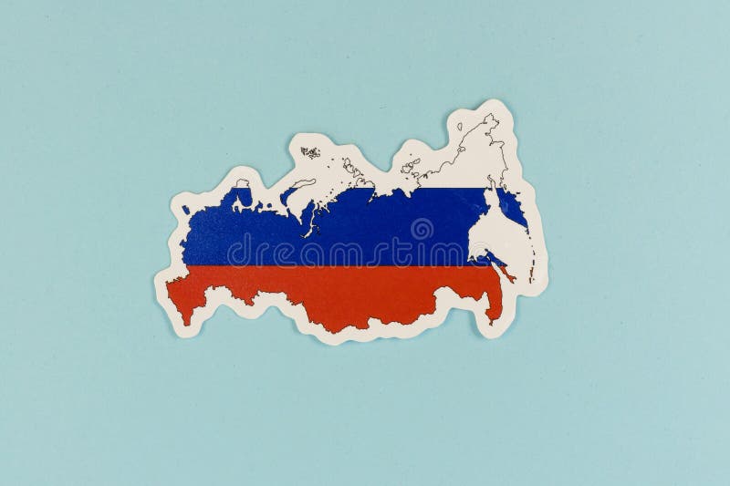 Map of Russia with National Flag Colors on Light Blue Background Stock ...