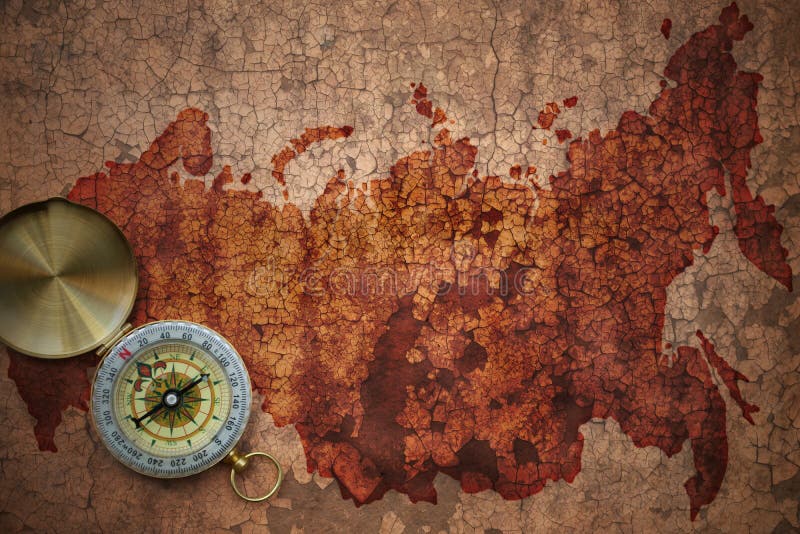 Map of Russia on a Old Vintage Crack Paper Stock Photo - Image of ...