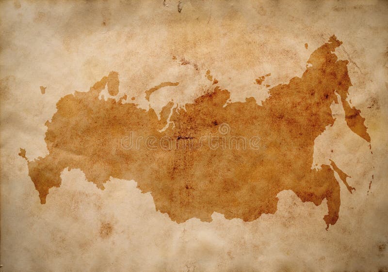 Map of Russia on Old Grunge Brown Paper Stock Image - Image of ...