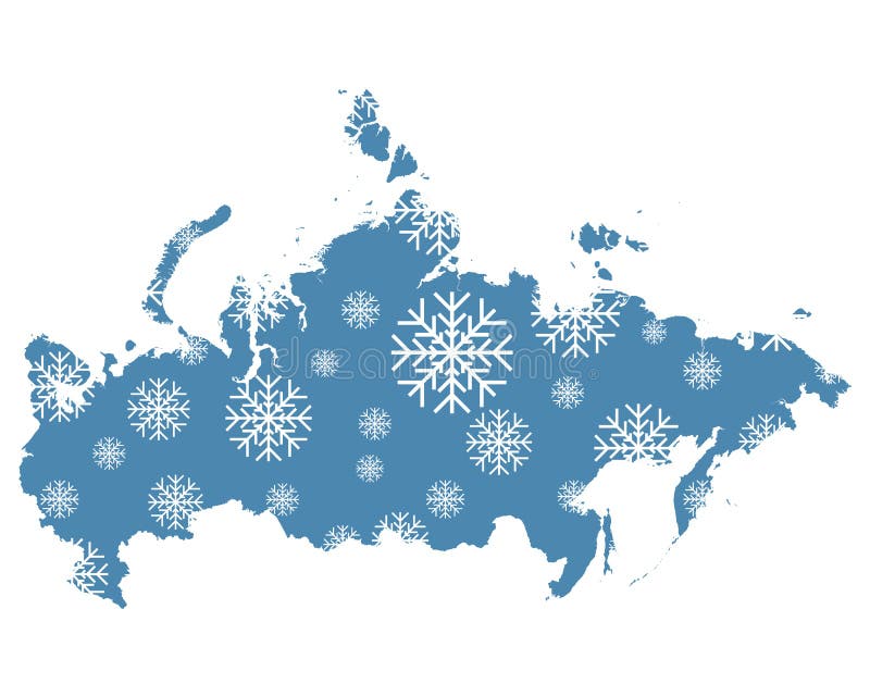 Map of Russia with Snowflakes Stock Vector - Illustration of blue ...