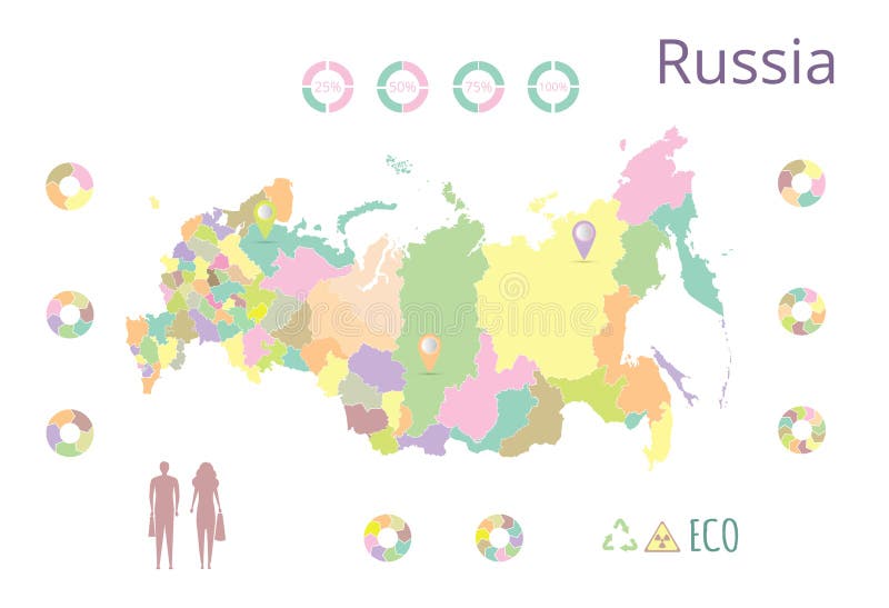Map of the Russia. Vector Image of a Global Map in the Form of Regions ...