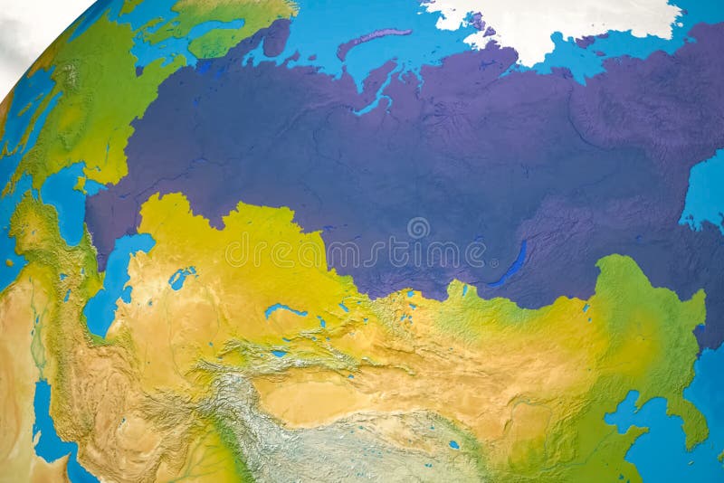 Map of Russia on World Map Globe Stock Illustration - Illustration of ...