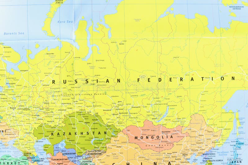Close-Up View of Map of the Russian Federation and Its Neighbouring ...