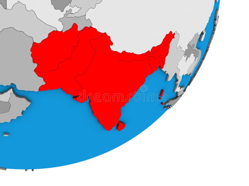 Map of SAARC Memeber States on 3D Globe Stock Illustration ...