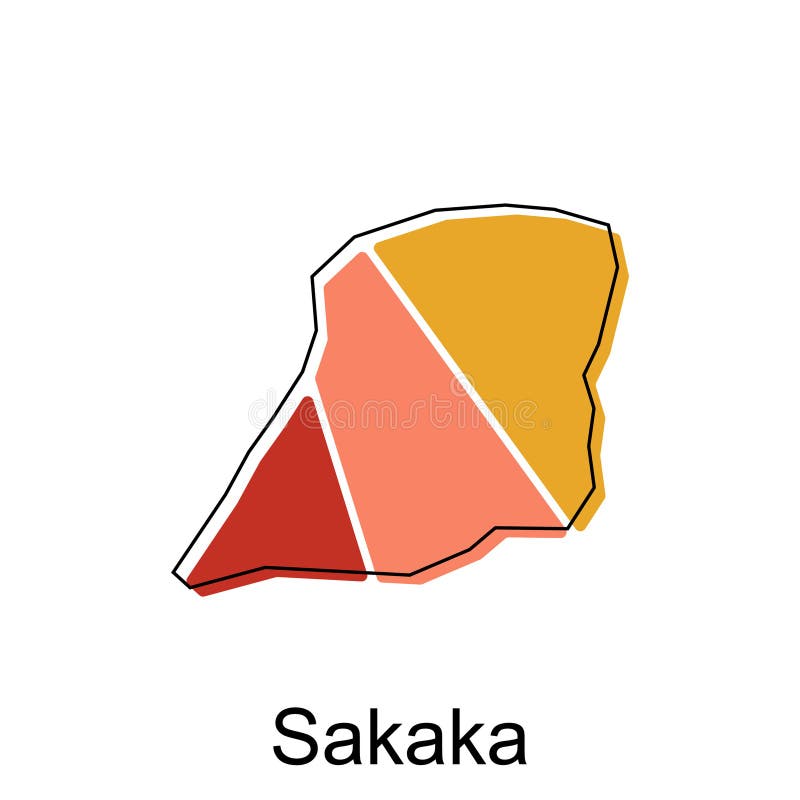 Map of Sakaka Colorful Modern Vector Design Template, National Borders ...