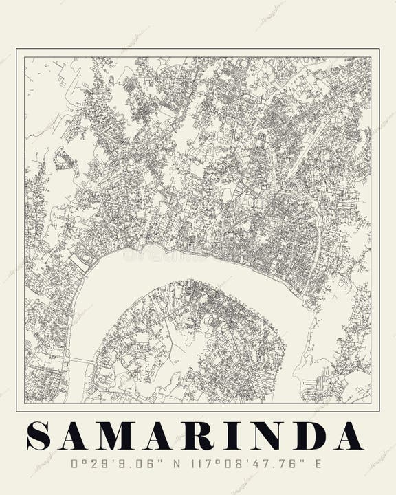 Map of Samarinda city stock illustration. Illustration of samarinda ...