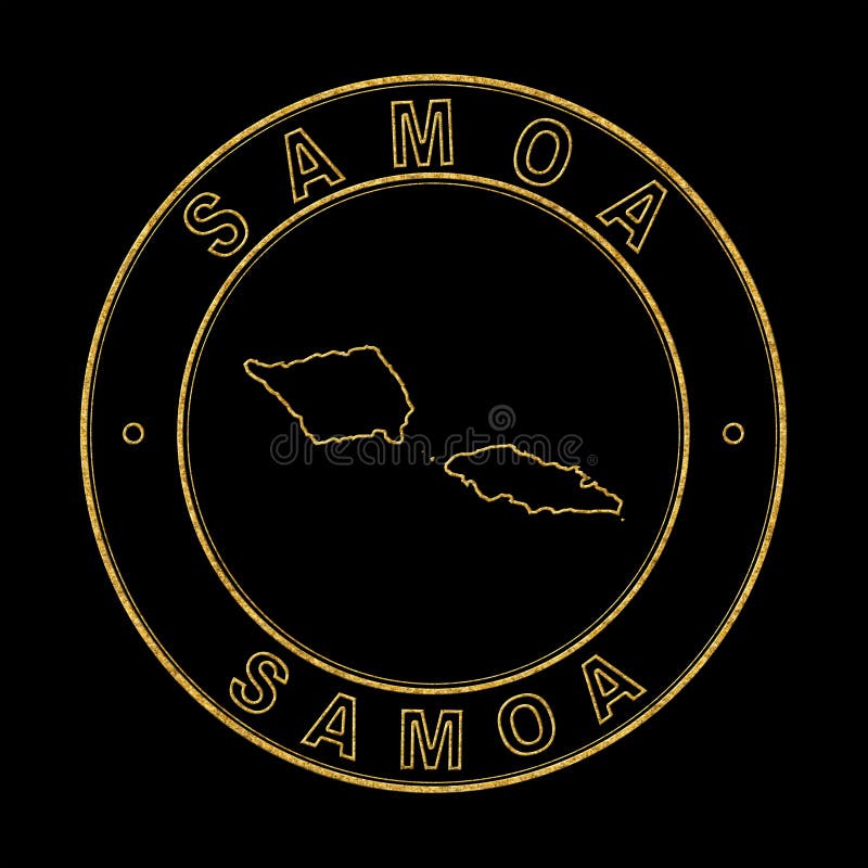 Map of Samoa, Golden Stamp Black Background Stock Illustration ...
