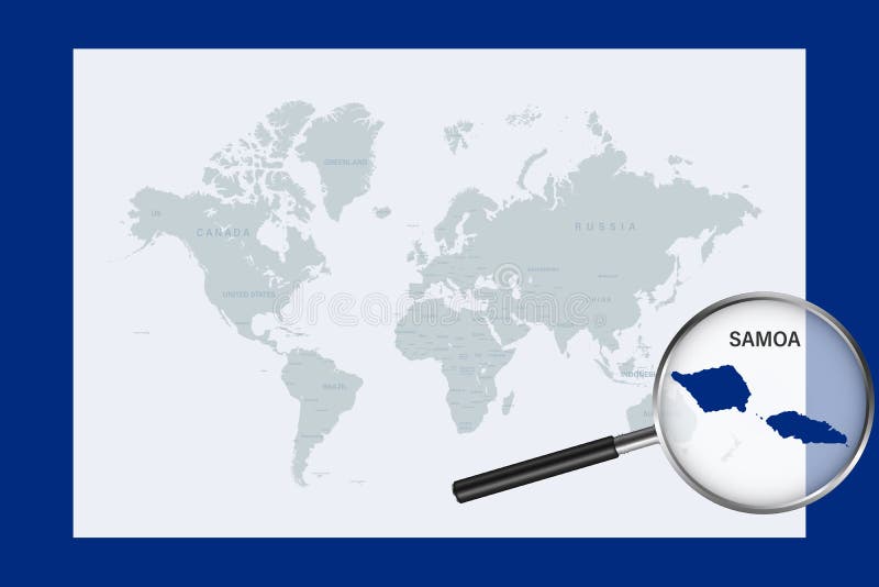 Map of Samoa on Political World Map with Magnifying Glass Stock Vector ...