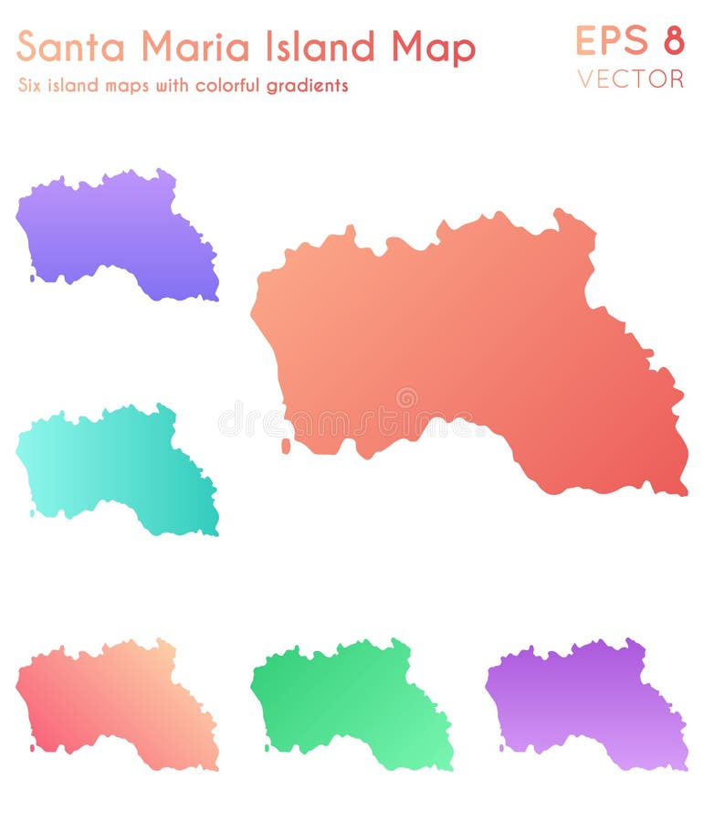Map of Santa Maria Island with Beautiful. Stock Vector - Illustration ...