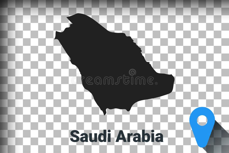 Map of Saudi Arabia, Black Map on a Transparent Background. Alpha ...