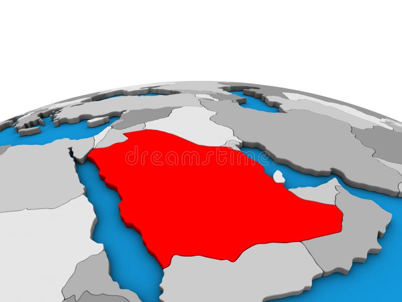 Map of Saudi Arabia on 3D Globe Stock Illustration - Illustration of ...