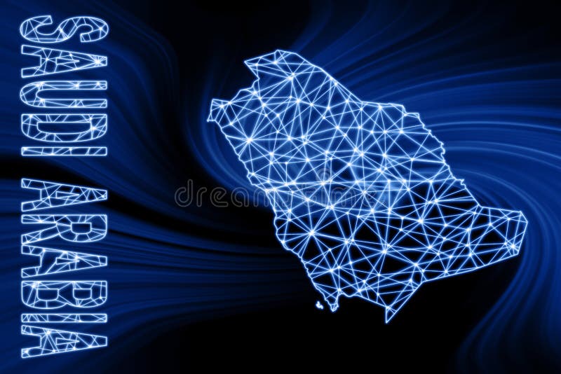 Map of Saudi Arabia, Polygonal Mesh Line Map Stock Illustration ...