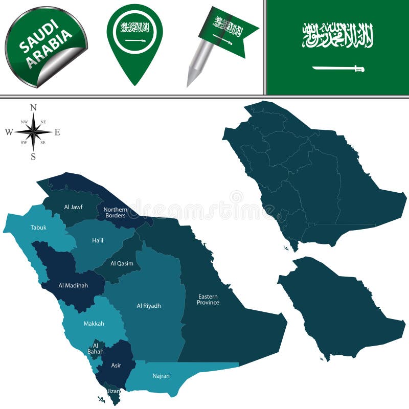 Map of Saudi Arabia stock vector. Illustration of arabian - 62385288