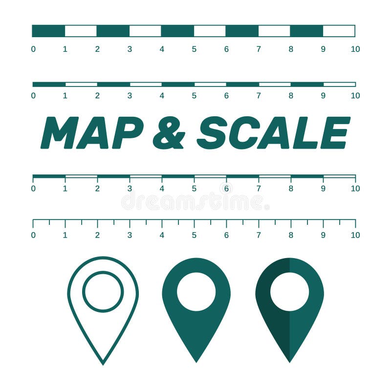 Map Scales Graphics for Measuring Distances. Scale Measure Map V Stock ...