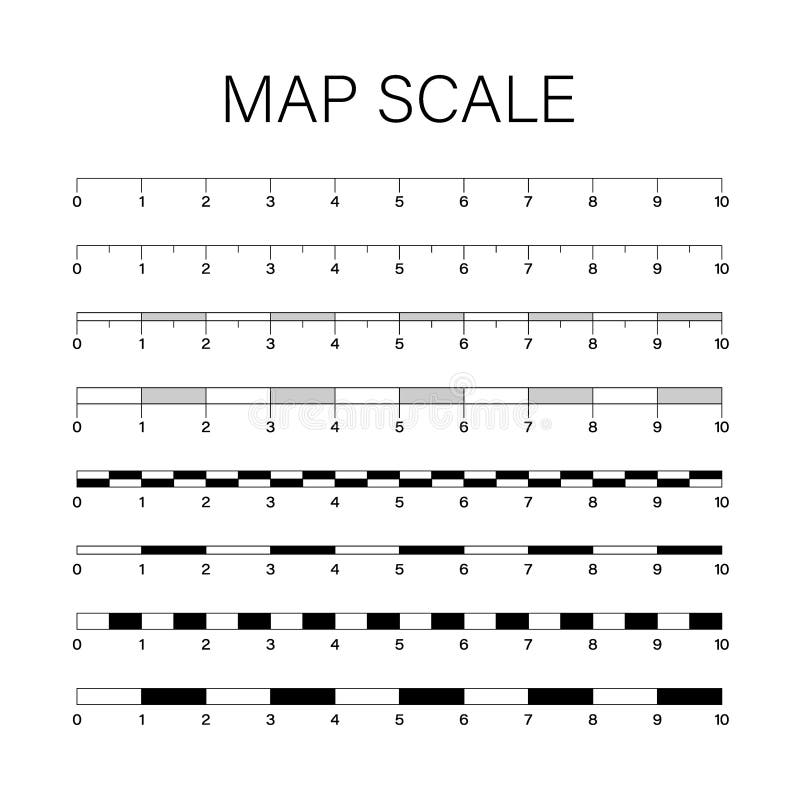 Vector Map Scales Graphics For Measuring Distances Stock Illustration ...